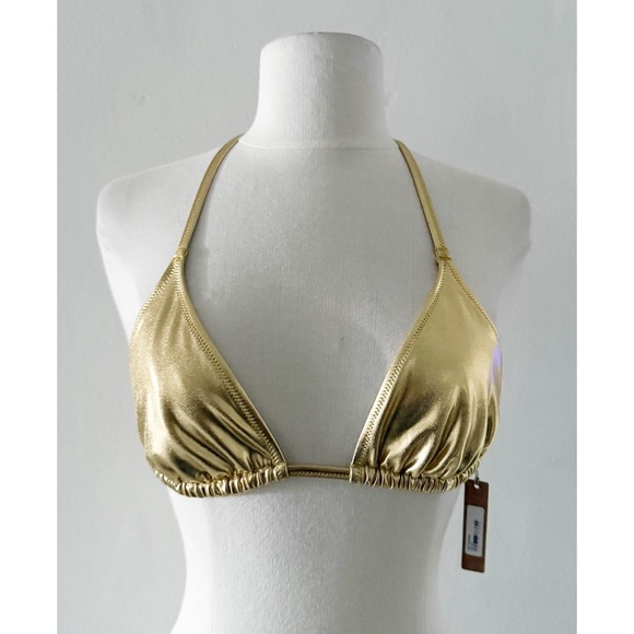 SKIMS | Swim | New Skims Gold Metallic Triangle Bikini Top Size Medium ...